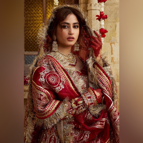 Lehengas | New 3 Pc Red Pakistani Indian Bridal Lehenga Designer Silk ...